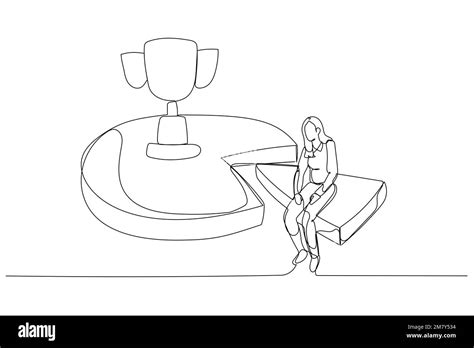 Drawing Of Businesswoman Working Effective And Efficient And Being