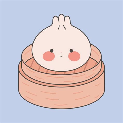 Cute Dumplings With Different Emoticons On A Bamboo Board Kawaii Dim