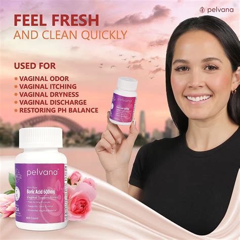 Pelvana Boric Acid Suppositories 95 Piece Kit For Vaginal Ph Balance Test Strips Relief From