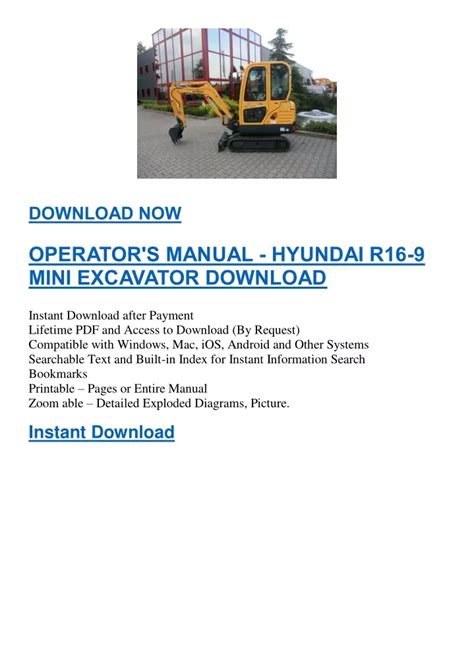 Ppt Operators Manual Hyundai R16 9 Mini Excavator Download