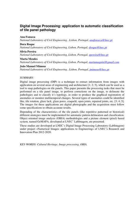 Pdf Digital Image Processing Application To Automatic Classification