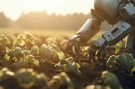 Premium Ai Image Agricultural Robot Working On A Smart Farm With The