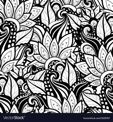 Seamless Monochrome Floral Pattern Royalty Free Vector Image