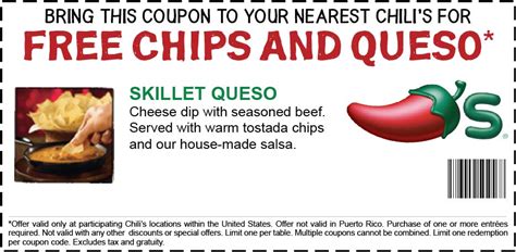 Coupons Now Free Queso From Chilis