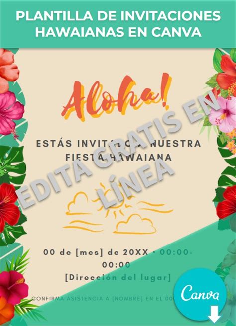 Invitaciones Hawaianas Powerpoint Canva Ejemplos Y Plantillas