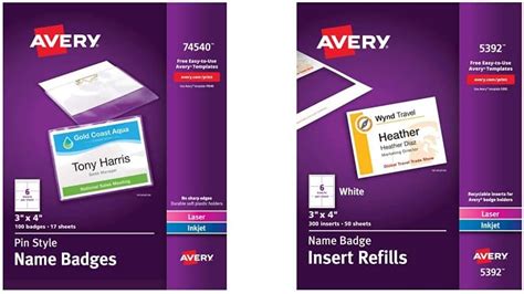 avery pin style name badges print or write 3 x 4 pins