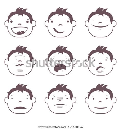 Expression Face Vector Set Flat Design Stock Vector Royalty Free 451430896 Shutterstock