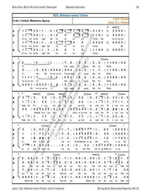 Koor Bahana Nama Tuhan Cikampek Pdf
