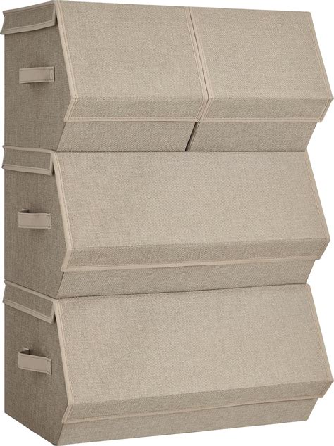 Songmics Aufbewahrungsbox 2er Set Faltbox Stapelbare Stoffbox Mit Magnetischem Klappdeckel