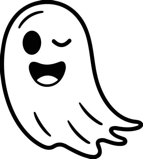 Winking Ghost Line Art Cute Halloween Spirit Illustration 67766351 Vector Art At Vecteezy