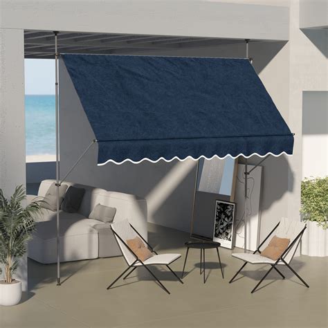 Outsunny 10 X 4 Manual Retractable Awning Non Screw Freestanding