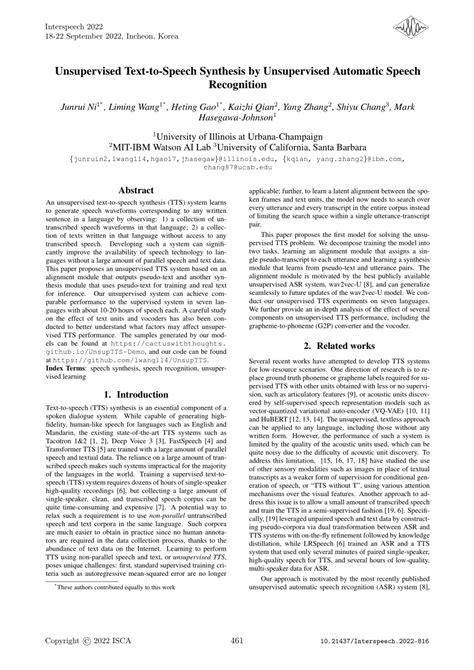 pdf unsupervised text to speech synthesis by unsupervised automatic