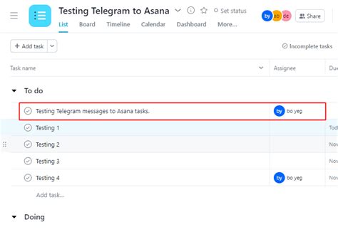 how to create asana tasks for new telegram messages pabbly