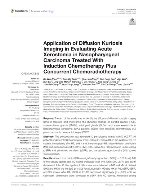Pdf Application Of Diffusion Kurtosis Imaging In Evaluating Acute