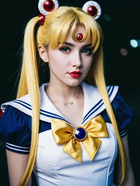 Photorealistic Woman In Sailor Moon Costume Cosplay Portrait Swap Face