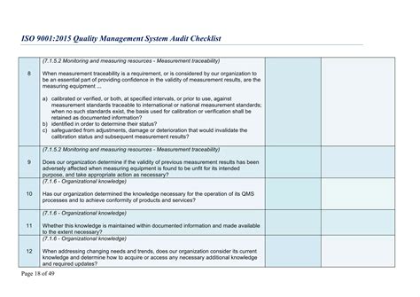 Internal Audit Checklist For Iso 9001 2015 Pdf