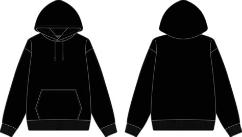 Blank Black Hoodie Mock Up Template On White Background Front And Back
