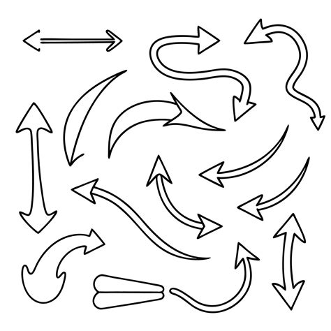 Direction Set Icon Arrow Hand Draw Lineart Premium Ai Generated Vector