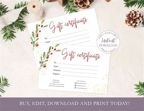 T Certificate Printable Christmas Electronic T Card