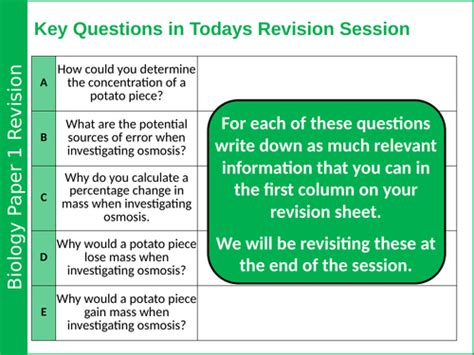 Aqa Gcse Osmosis Required Practical Revision Session Teaching Resources