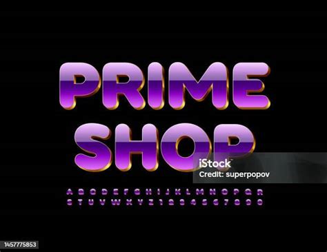 벡터 세련 된 로고 프라임 숍입니다 엘리트 알파벳 문자와 숫자 세트 광고에 대한 스톡 벡터 아트 및 기타 이미지 광고 그래픽 프린트 금 금속 Istock