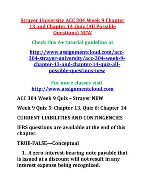 Strayer University Acc 304 Week 9 Chapter 13 And Chapter 14 Quiz All