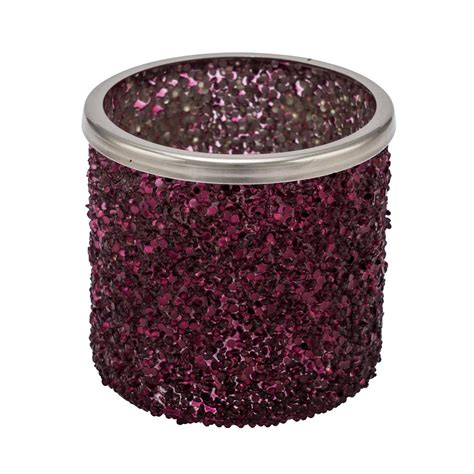 Üveg Mécsestartó Gyertyatartó Lila Glitteres 11x10 Cm Kerámia Otthon