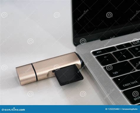 USB Type C Memory Card Reader Attached To USB C Port Laptop Stock Photo Image Of Memory Cord