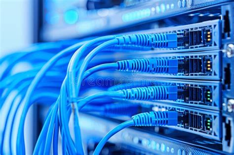 Network Panel And Switch Setup With Cables In Data Center Room For Efficient Data Management