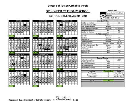 School Calendar Saint Joseph Catholic School