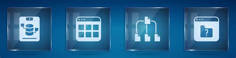 Set Server Data Web Hosting Browser Files Folder Tree And File Missing Square Glass Panels