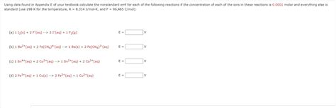 using data found in appendix e of your textbook