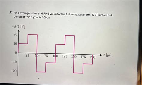 solved find average value and rms value for the following