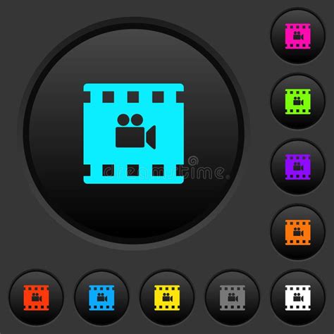 movie filming dark push buttons with color icons stock vector
