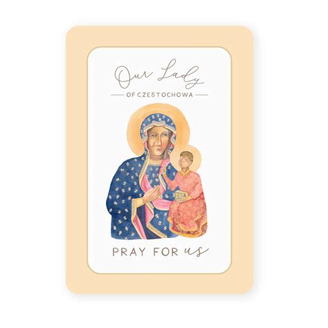 Our Lady Of Czestochowa Prayer Card Orange Novena Cards