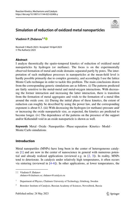 PDF Simulation Of Reduction Of Oxidized Metal Nanoparticles