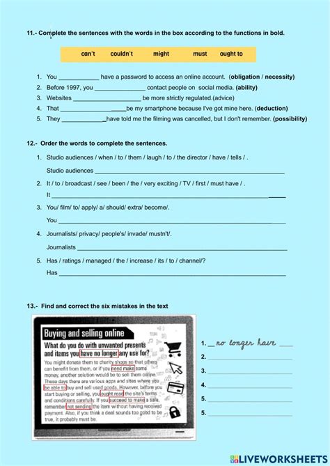 Modals Online Exercise For Year 12 Live Worksheets