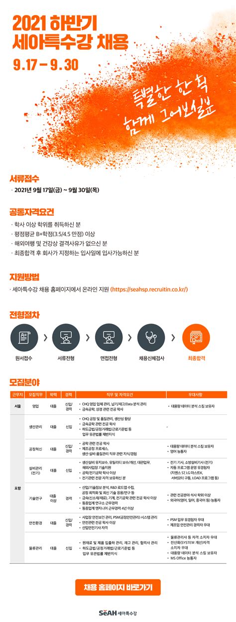세아특수강 2021 하반기 세아특수강 채용 ~930목