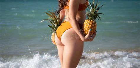 Womans Buttock In Bikini Close Up Female Swimsuit Model On Adriaticor