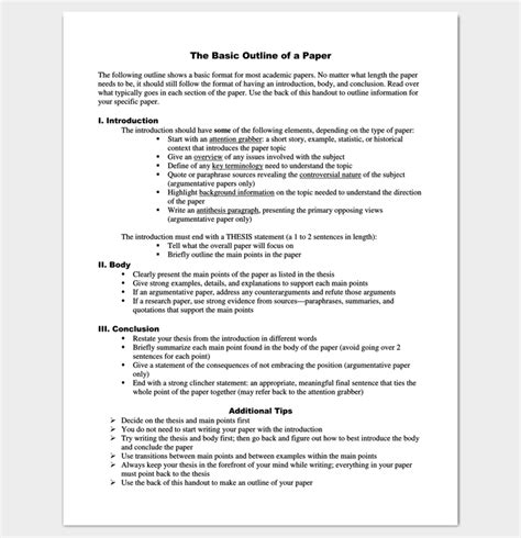 Research Paper Outline Template Word