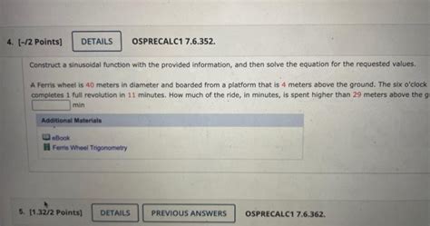 Solved Construct A Sinusoidal Function With The Provided
