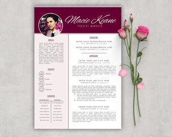 Feminine Resume Etsy