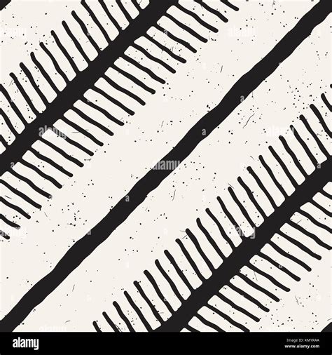 Hand Drawn Style Seamless Pattern Abstract Geometric Tiling Background In Black And White