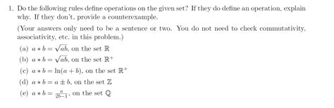 Solved 1 Do The Following Rules Define Operations On The