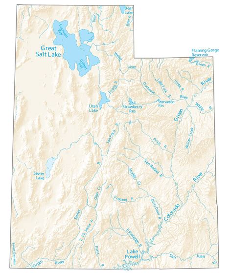 Home Décor Home And Living Utah Rivers Poster Map Utah Hydrological Map