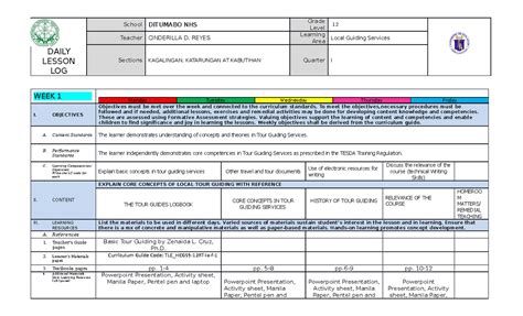 Dll Week1 Dll Serves As Your Point Of Reference In Making Your Own
