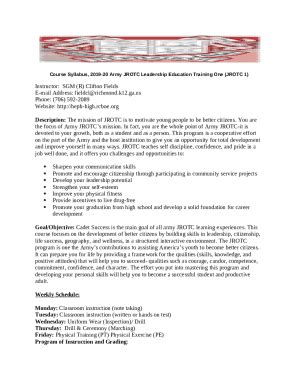 JROTC Army Leadership Education Doc Template PdfFiller