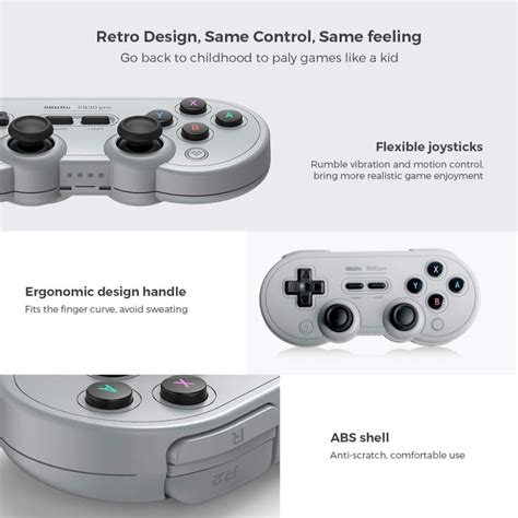 8bitdo Sn30 Pro Bluetooth Gamepad Hall Effect Update Gray Edition With Joysticks Rumble