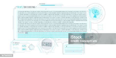 Radio Telescope Data Processing Interface With Text Decoding Stock Illustration Download Image