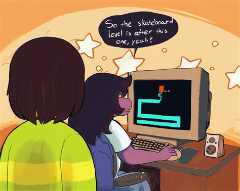 Safebooru 1girl 1other Brown Hair Chair Colored Sclera Colored Skin Computer Computer Keyboard